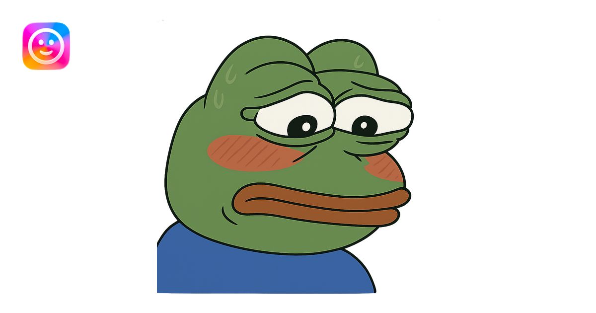 pepe the frog with an embarrassed expression image | AI Emoji Generator