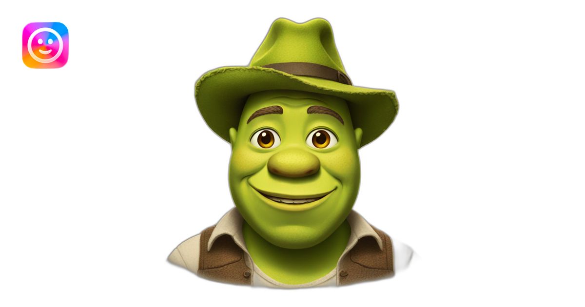 shrek wearing a fedora hat emoji | AI Emoji Generator
