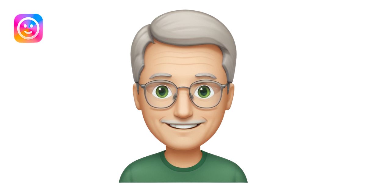 Man with receding hair, grey hair only on the sides, green eyes ...