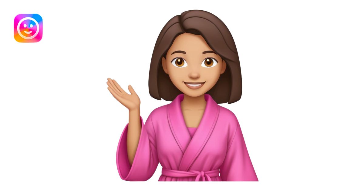 lightskin girl in pink robe emoji | AI Emoji Generator