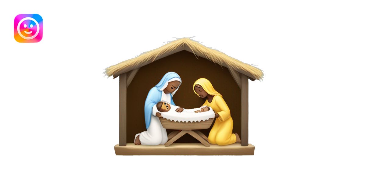 nativity scene with baby Jesus in a manger emoji | AI Emoji Generator