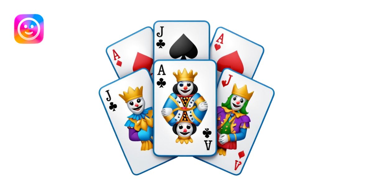 bunch of poker cards, with jolly jokers inside emoji | AI Emoji Generator