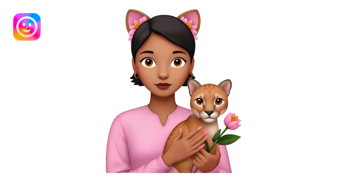 a flower in hand that holds the puma emoji | AI Emoji Generator