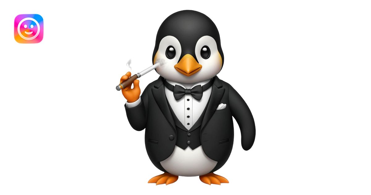 A penguin wearing a smoking emoji | AI Emoji Generator