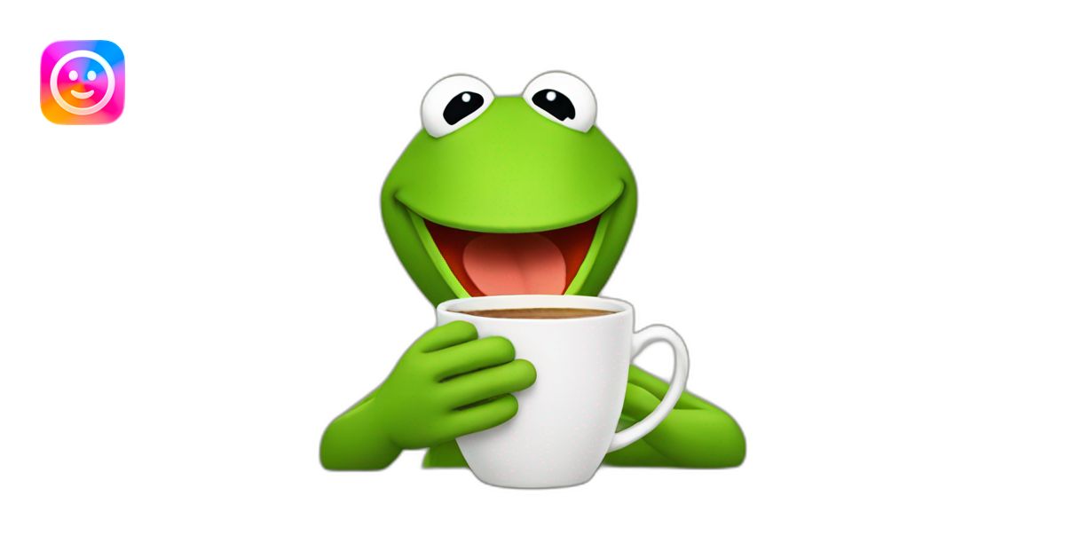Kermit drinking coffee emoji | AI Emoji Generator