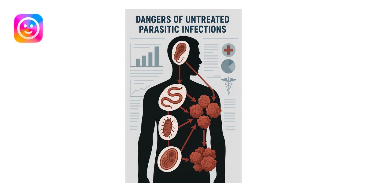 a man’s silhouette is filled with stylized images of parasites and ...