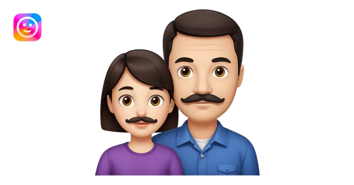 father, short hair, mustache and daughter emoji | AI Emoji Generator