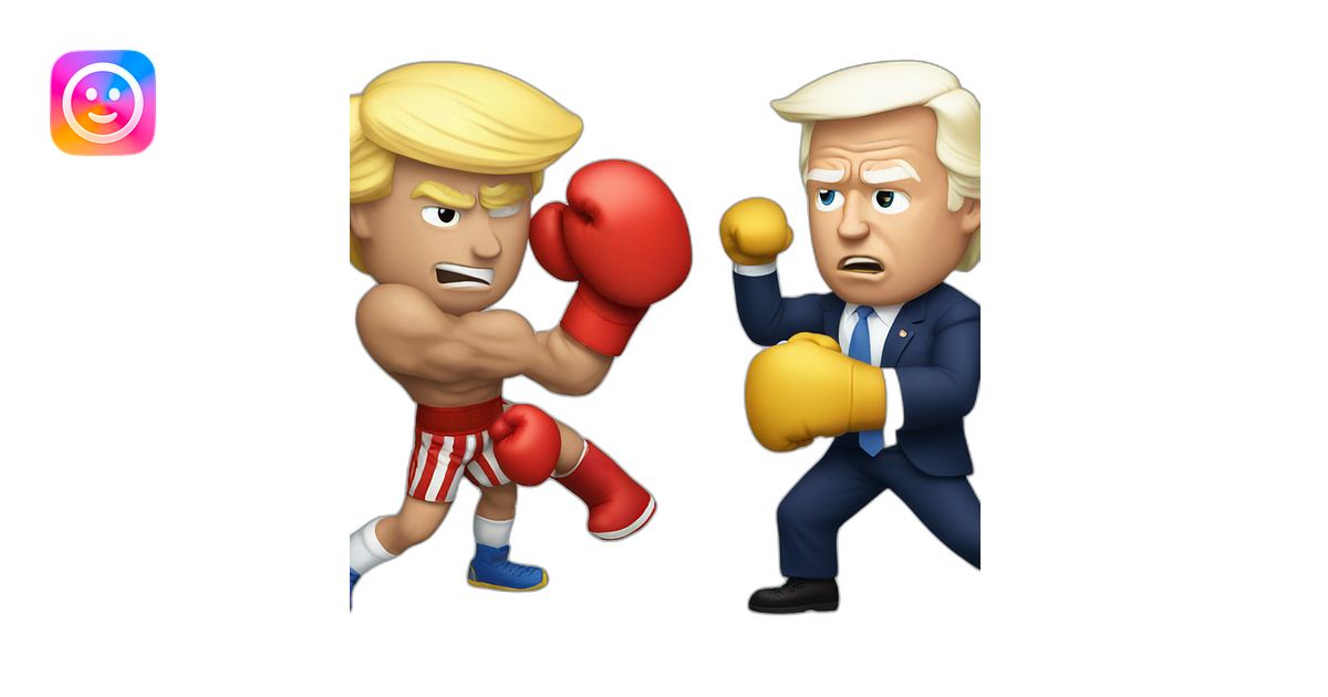 Donald Trump boxing with Joe Biden emoji | AI Emoji Generator