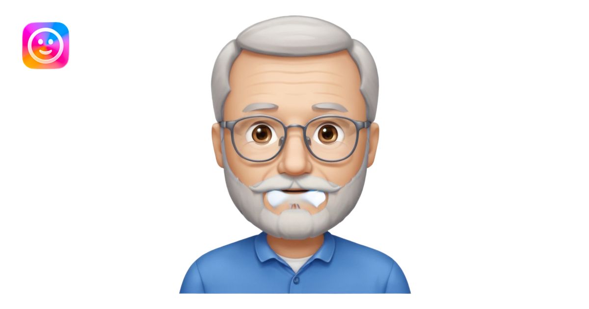 Create me an emoji of an old man. Gray really short size hair. Gray ...