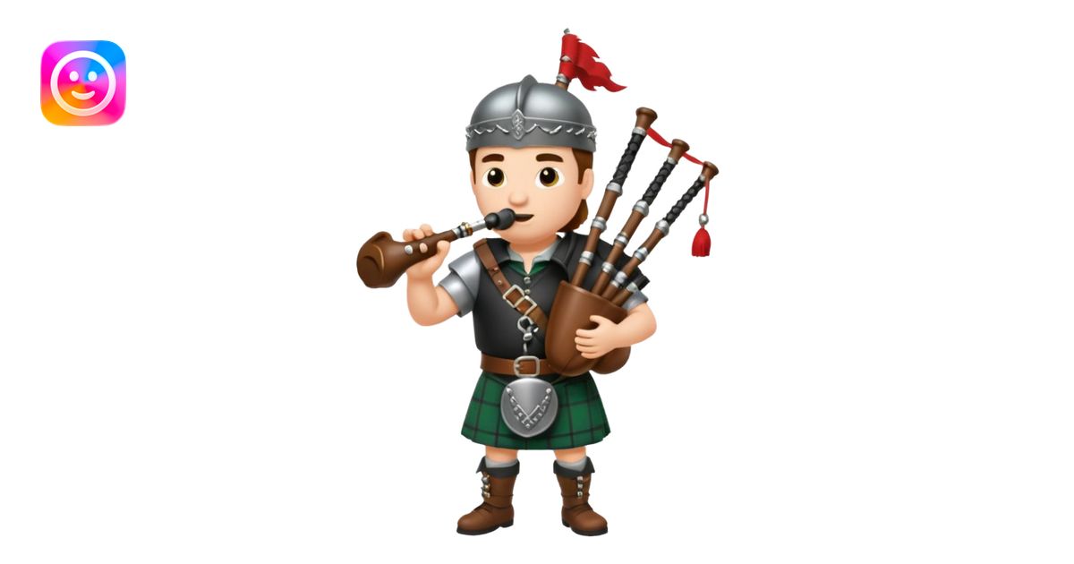 Warrior playing bagpipes chugging whiskey emoji | AI Emoji Generator