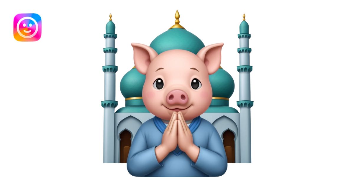 A pig is pray in mosque emoji | AI Emoji Generator