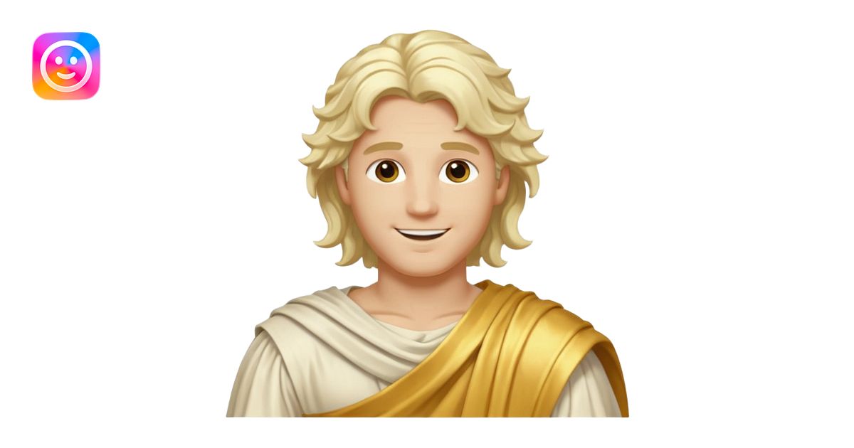 Apollo from The Olympians with long platinum blonde wavy hair, gold ...