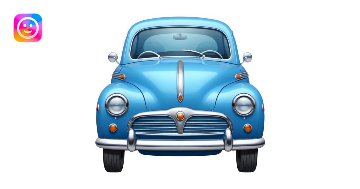 blue small retro car front emoji | AI Emoji Generator