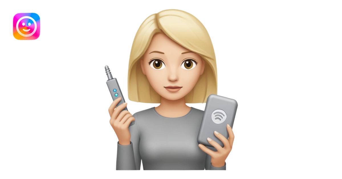 mujer rubia con modem de internet emoji | AI Emoji Generator