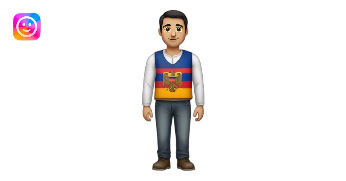 Armenian guy with the german flag at the hand emoji | AI Emoji Generator