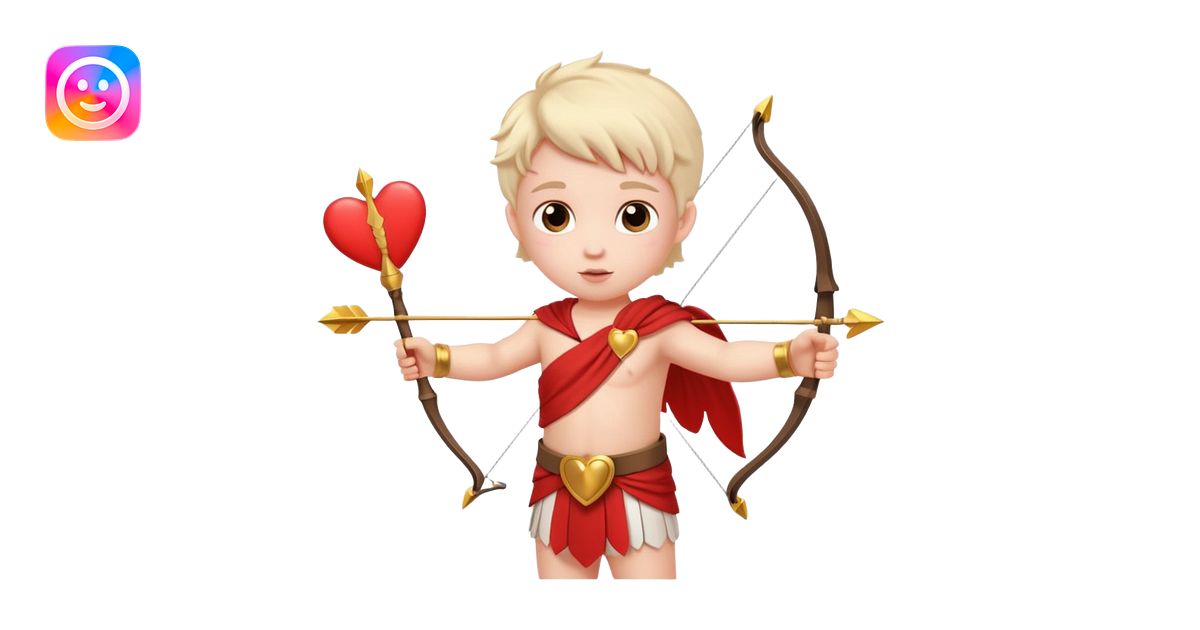 Cupid with his magical bow and arrow shooting love hearts emoji | AI ...