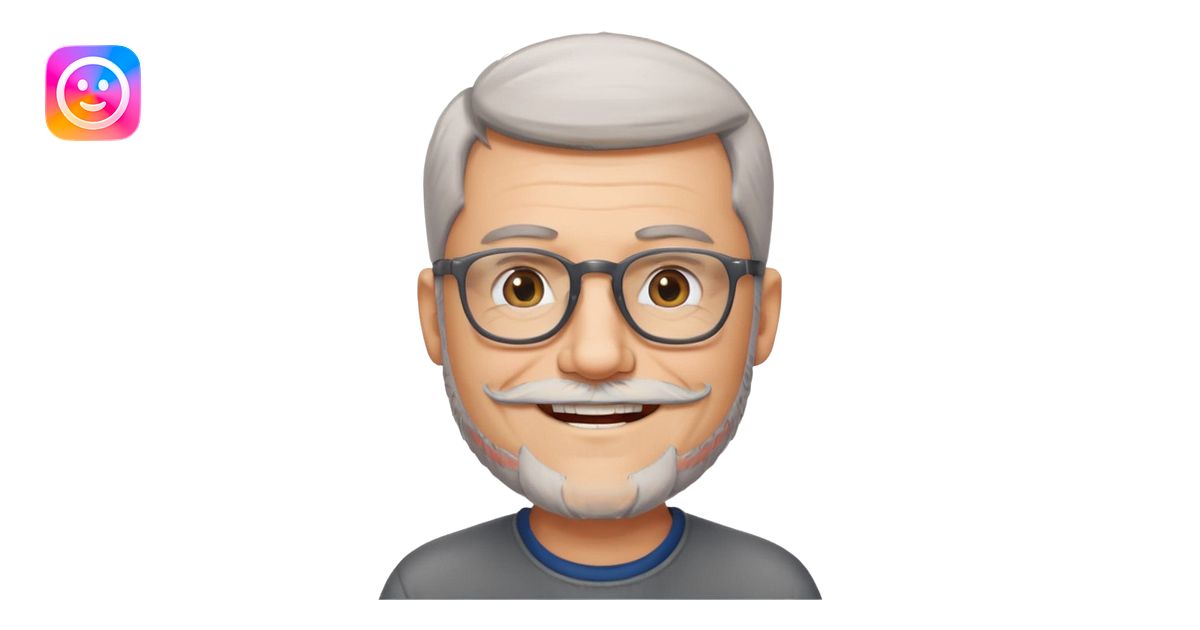 54 year old man, short shaved grey hair, beard, glasses emoji | AI ...