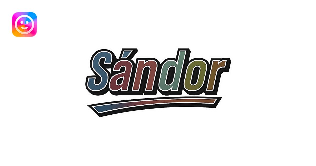 Text image of the name 'Sándor' in a masculine, modern, gradient font ...