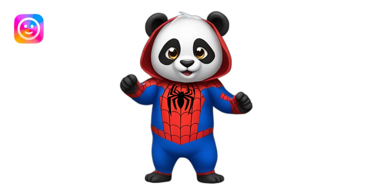 Panda dressed as spiderman emoji | AI Emoji Generator