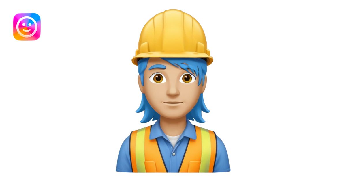 construction worker with long blue hair emoji | AI Emoji Generator