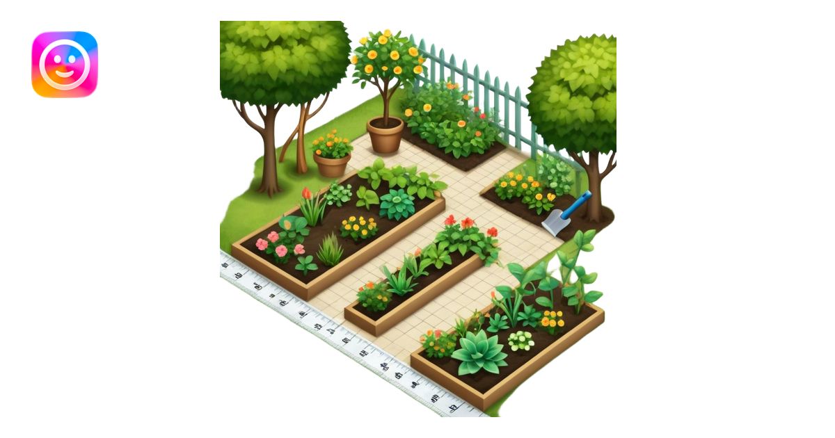 Icon for Landscape Design: a garden layout with plants, trees, paths ...