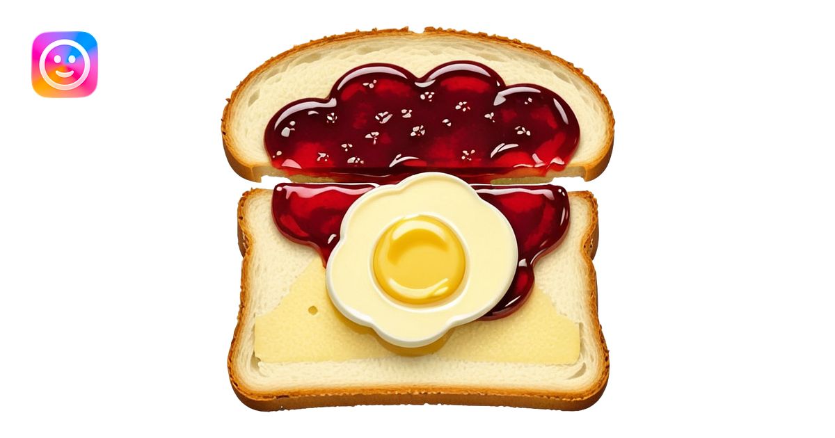 2 slices with pice of butter and jam on top emoji | AI Emoji Generator