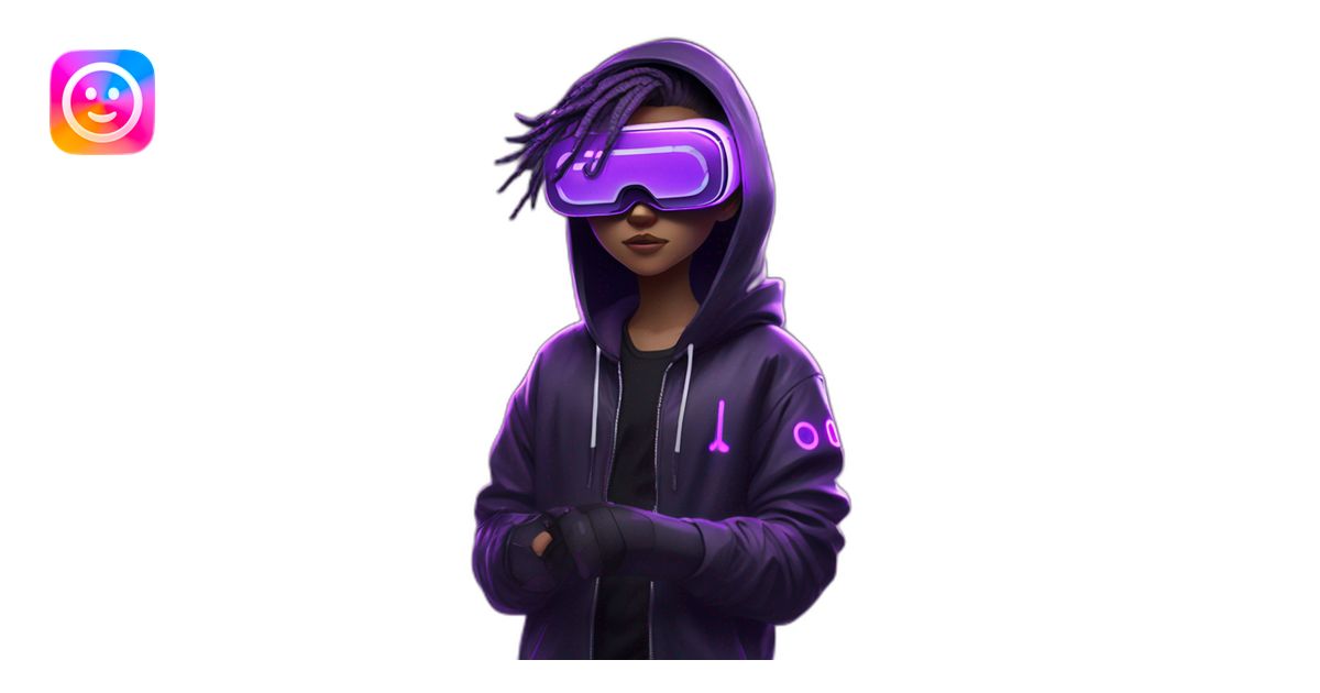 Cyberpunk style. Violet neon. boy with white-light skin in the black ...