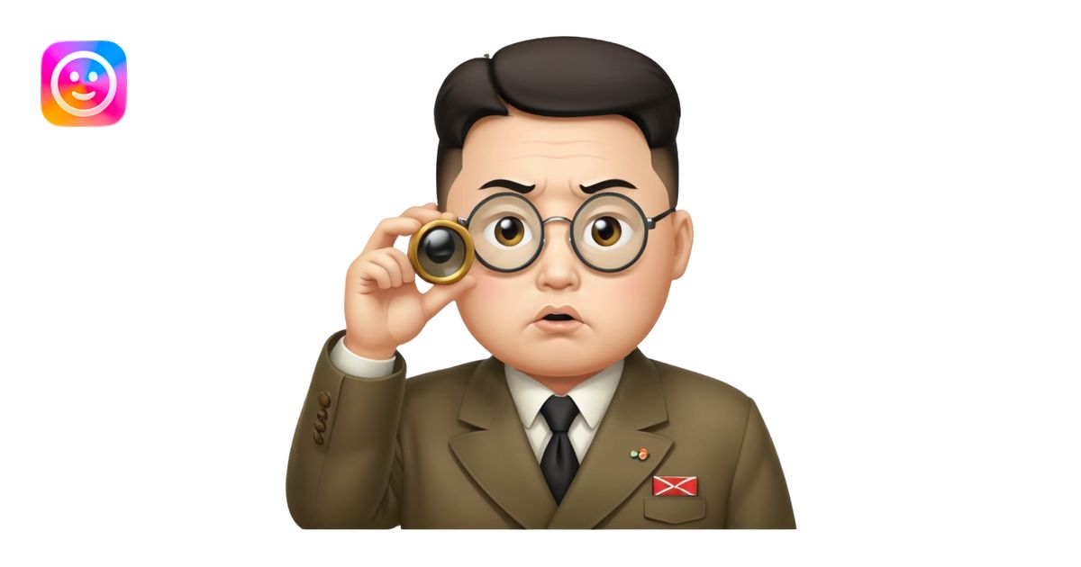 Kim Jong Un from North Korea looking through a monocle with angry ...