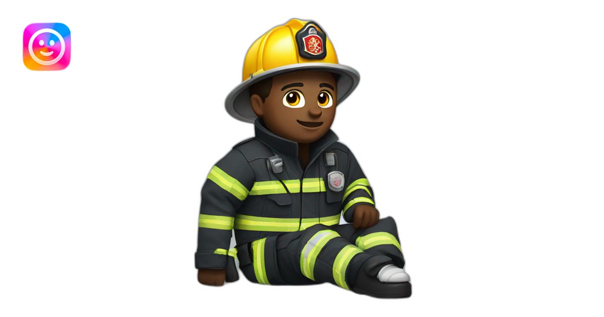 black abs firefighter with a broken foot and a cast emoji | AI Emoji ...