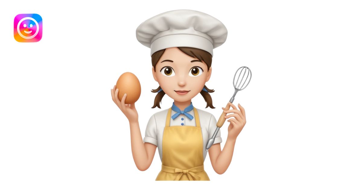 Young female pastry chef - ponytail, apron, wearing a white hat ...