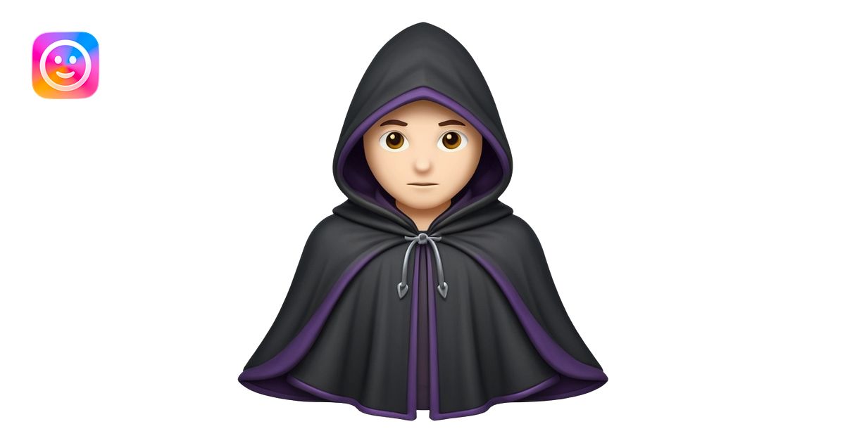 hooded cloak object icon, dark fabric cloak with deep hood, fantasy ...