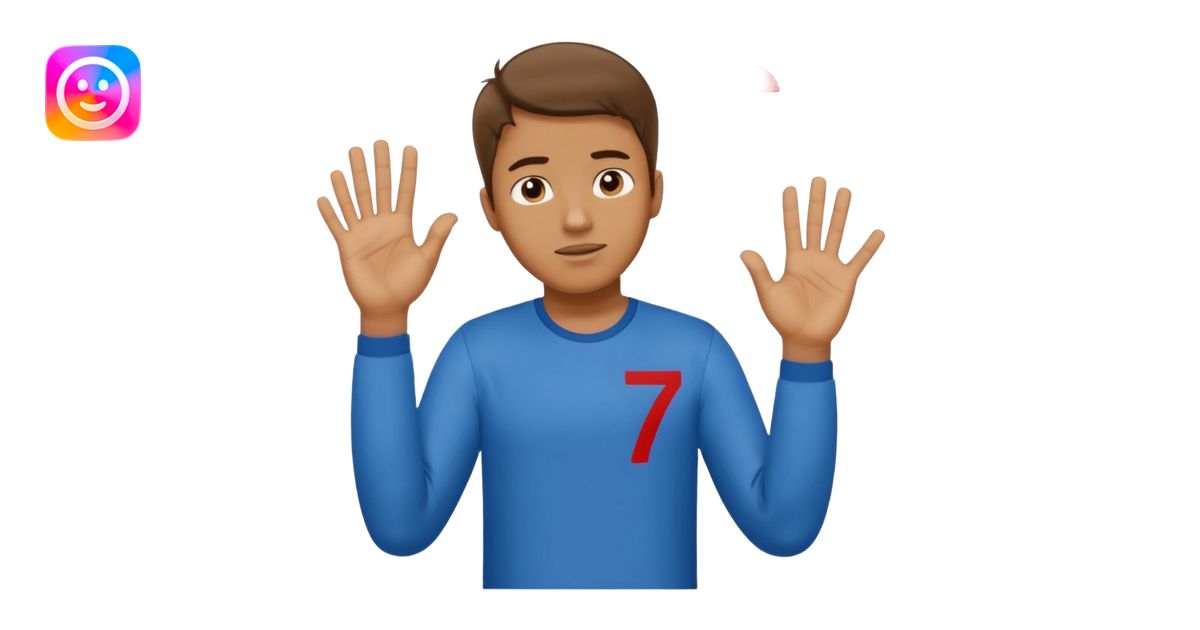 A guy shrugging with 6 on his left hand and a 7 on his right hand emoji ...