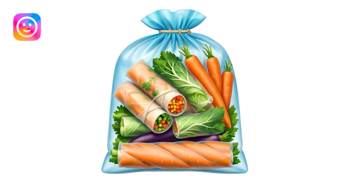 Thai spring rolls in a freezer bag emoji | AI Emoji Generator