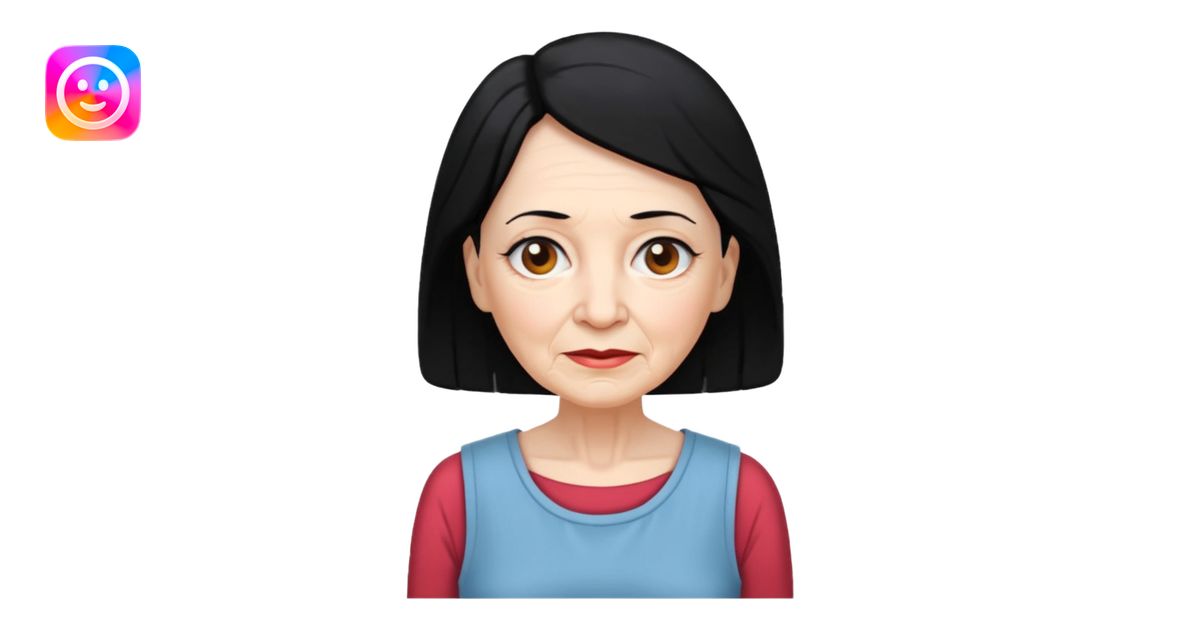 Old Women In Sleeveless, black hair. emoji | AI Emoji Generator