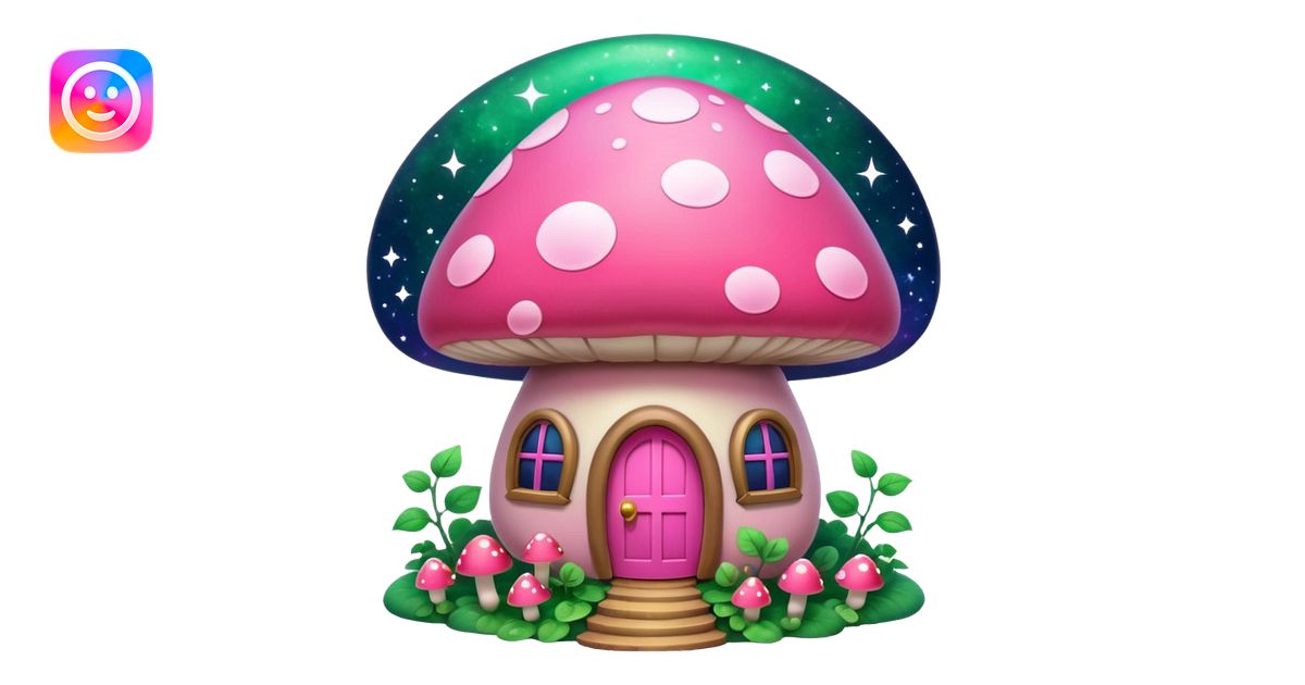 Pink girly Galaxy mushroom house covered in vines emoji | AI Emoji ...