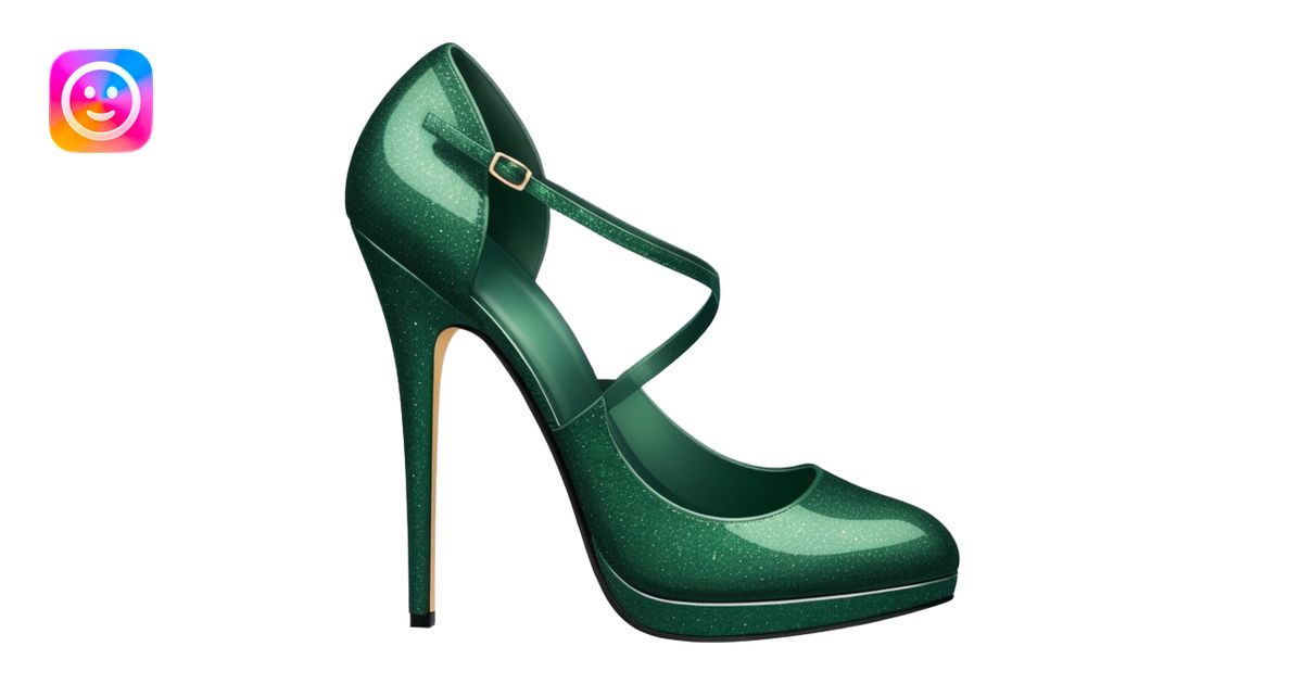 Beautiful and elegant glittery high heel dark green shoes emoji | AI ...