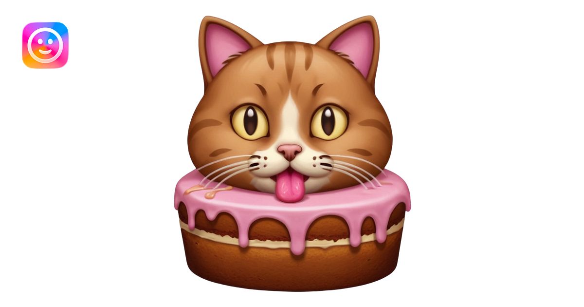 Cat vomiting because of eating cake emoji | AI Emoji Generator