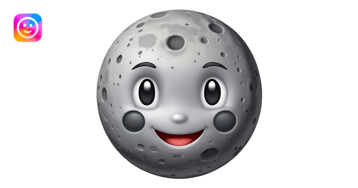 Mercury planet with a cute smiling face and crater details emoji | AI ...