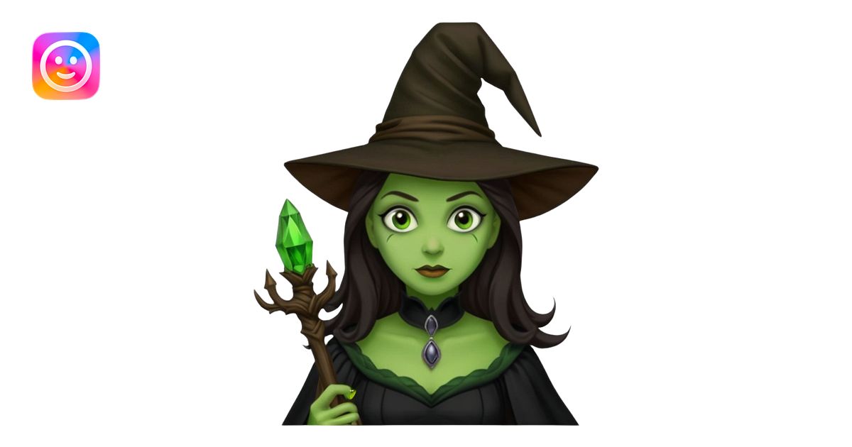 The Wicked Witch from The Land of Oz with green skin, long dark brown ...