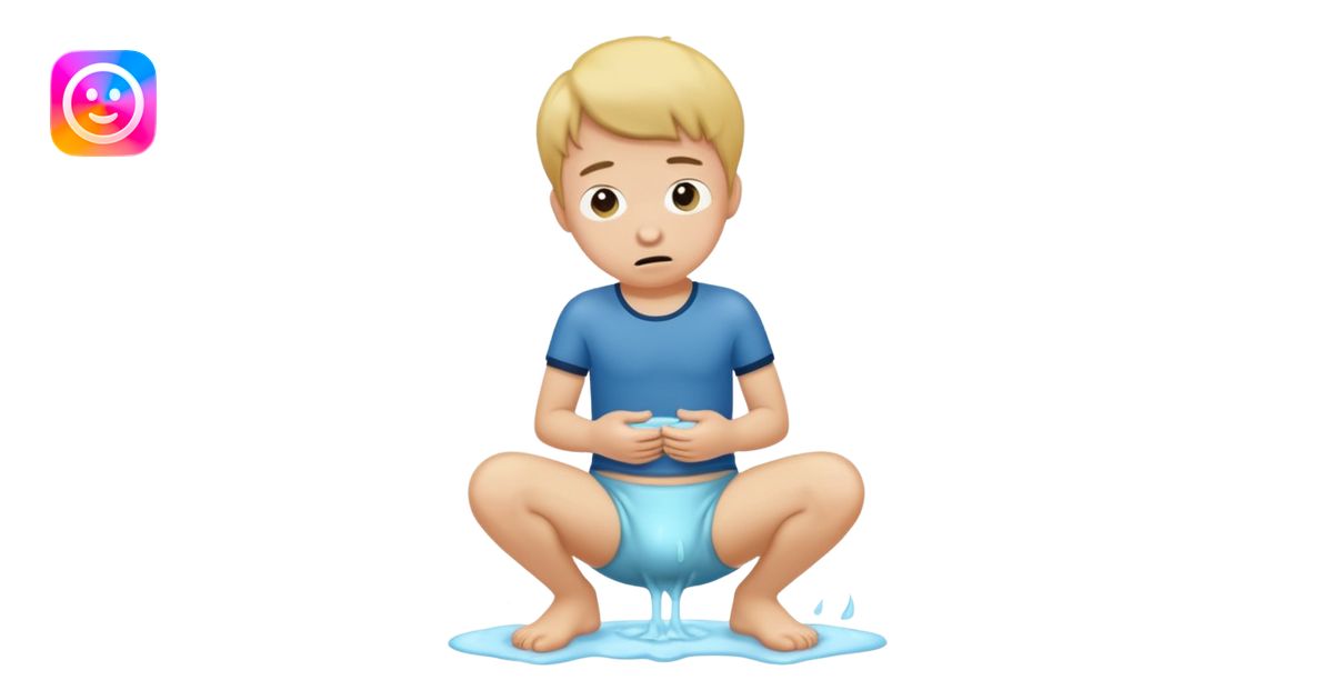 A boy squating down pooping on his wet stinky underwear farting emoji ...