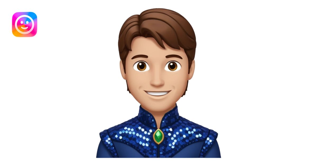 Prince Fiyero from the Wizard of Oz with brown hair, dark blue sequin outfit emoji | AI Emoji ...