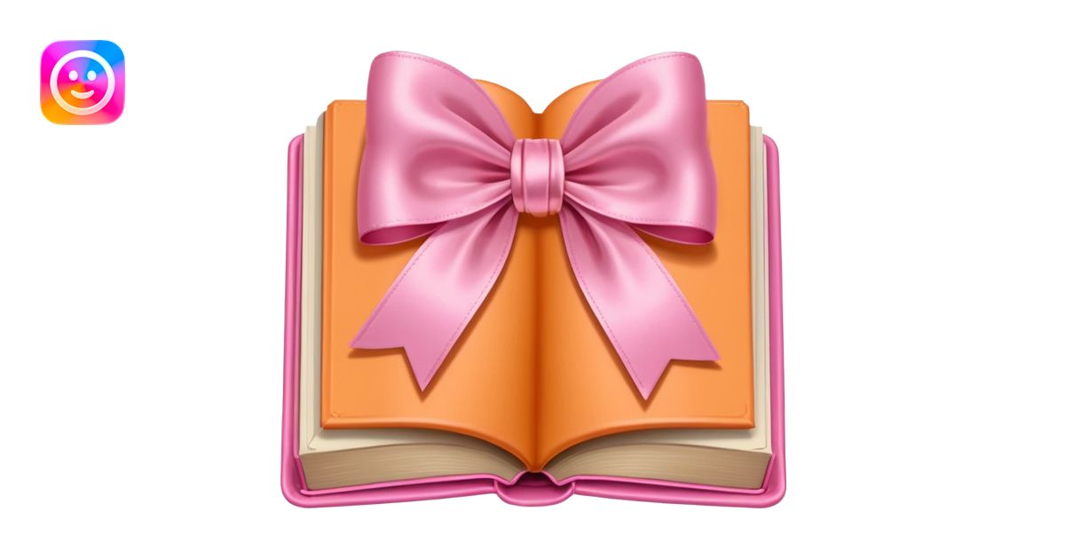 switch it so its pink bow really light orange book emoji | AI Emoji ...