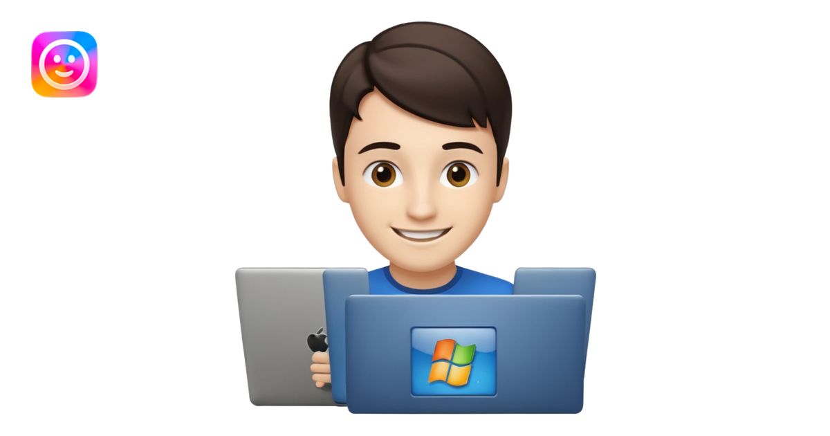 a programmer happy with a microsoft logo showing on the laptop screen ...