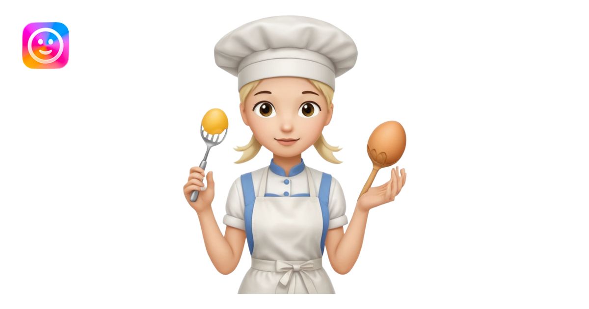 Young female pastry chef - ponytail, apron, wearing a white hat ...