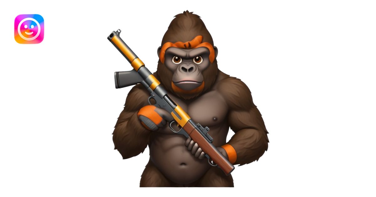 A mean gorilla holding a big gun emoji | AI Emoji Generator