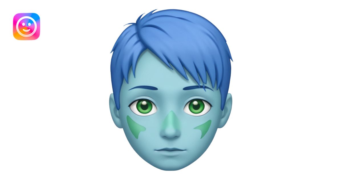 blue hair green eyes blue skin emoji | AI Emoji Generator