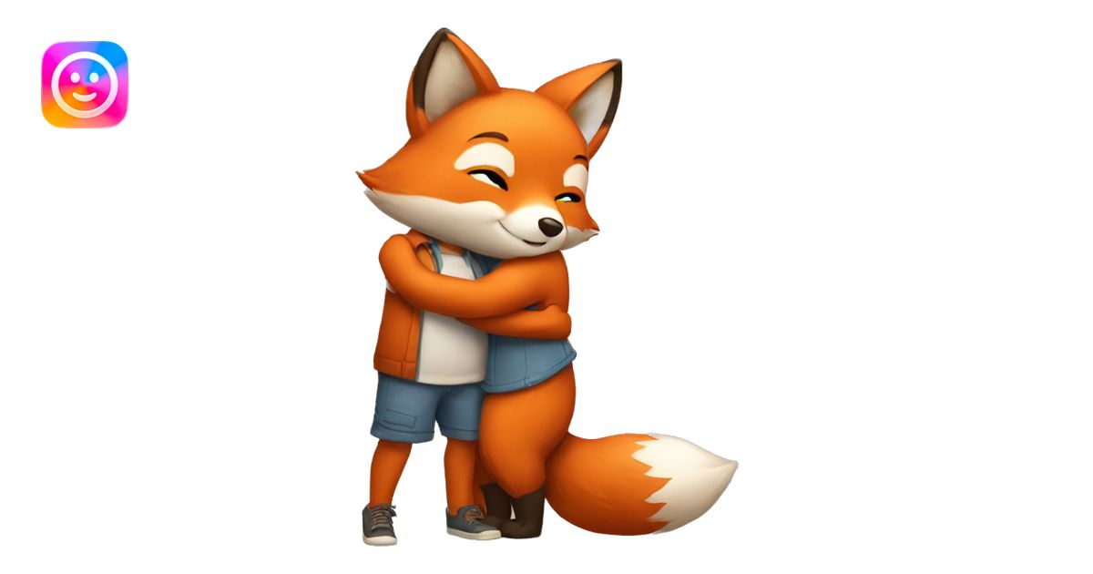 little fox hugging a little boy emoji | AI Emoji Generator