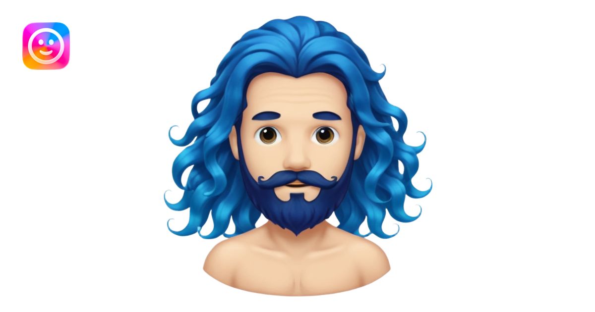 male with extremely wavy, flowing blue mermaid hair and a very dark ...