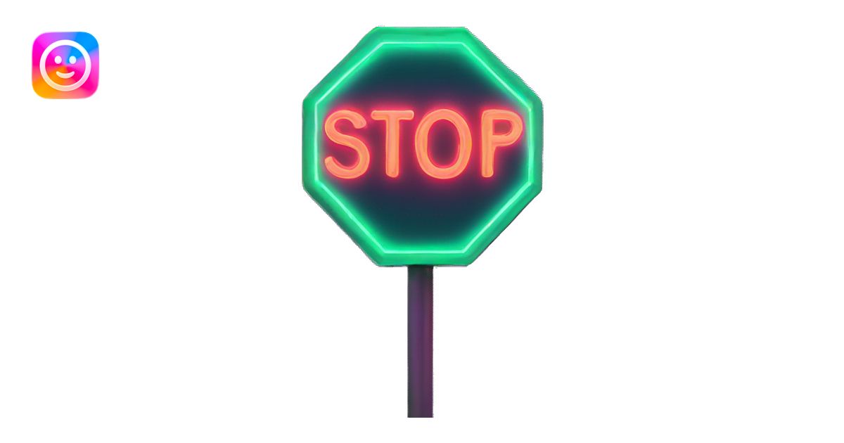 stop sign glowing neon emoji | AI Emoji Generator