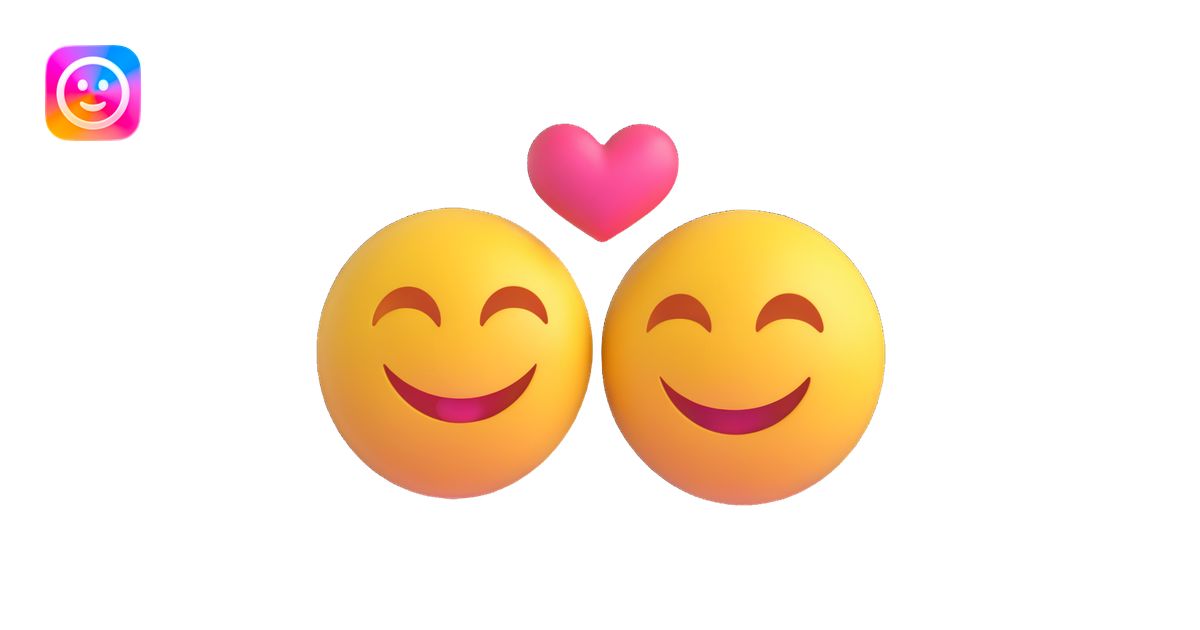3D smiley emoji, round shape, in love: loving smiley couple messaging ...